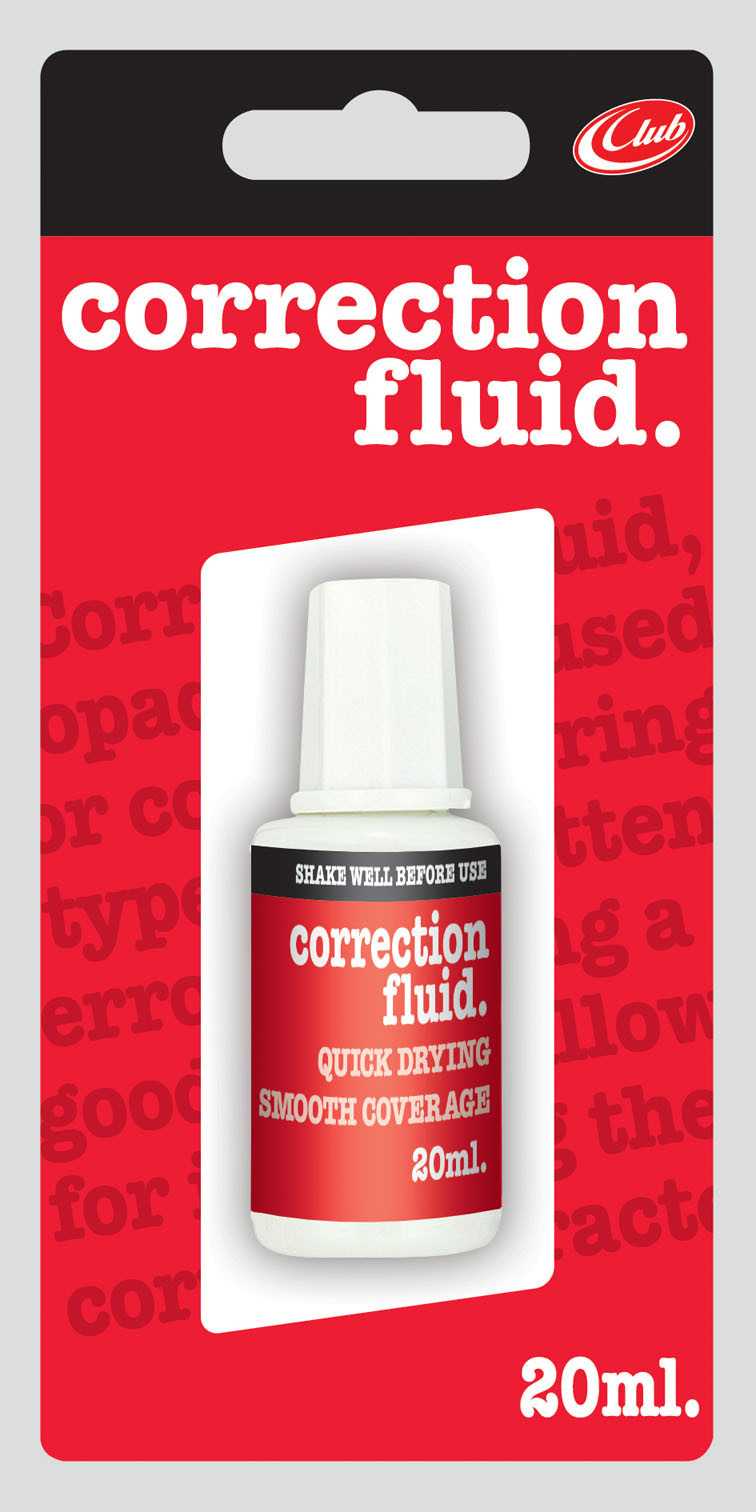 Club Correction Fluid 20ml Bottle Carded - 2024/25 Stationery Catalogue ...