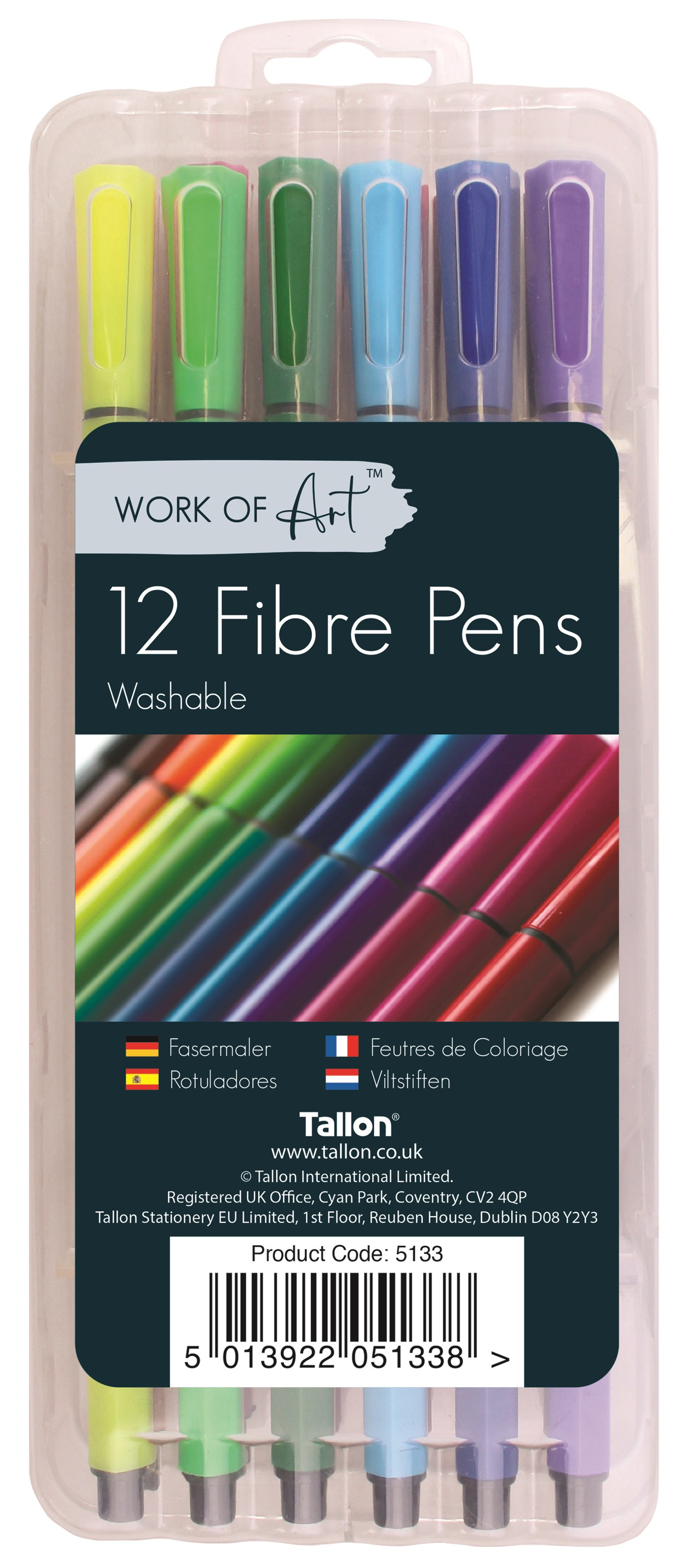Work Of Art Washable Fibre Pens 12's