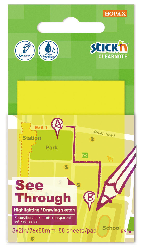 Clearnote See Thru Neon Sticky Note Yellow 76 X 51mm 50 Sheets - 2025/ ...
