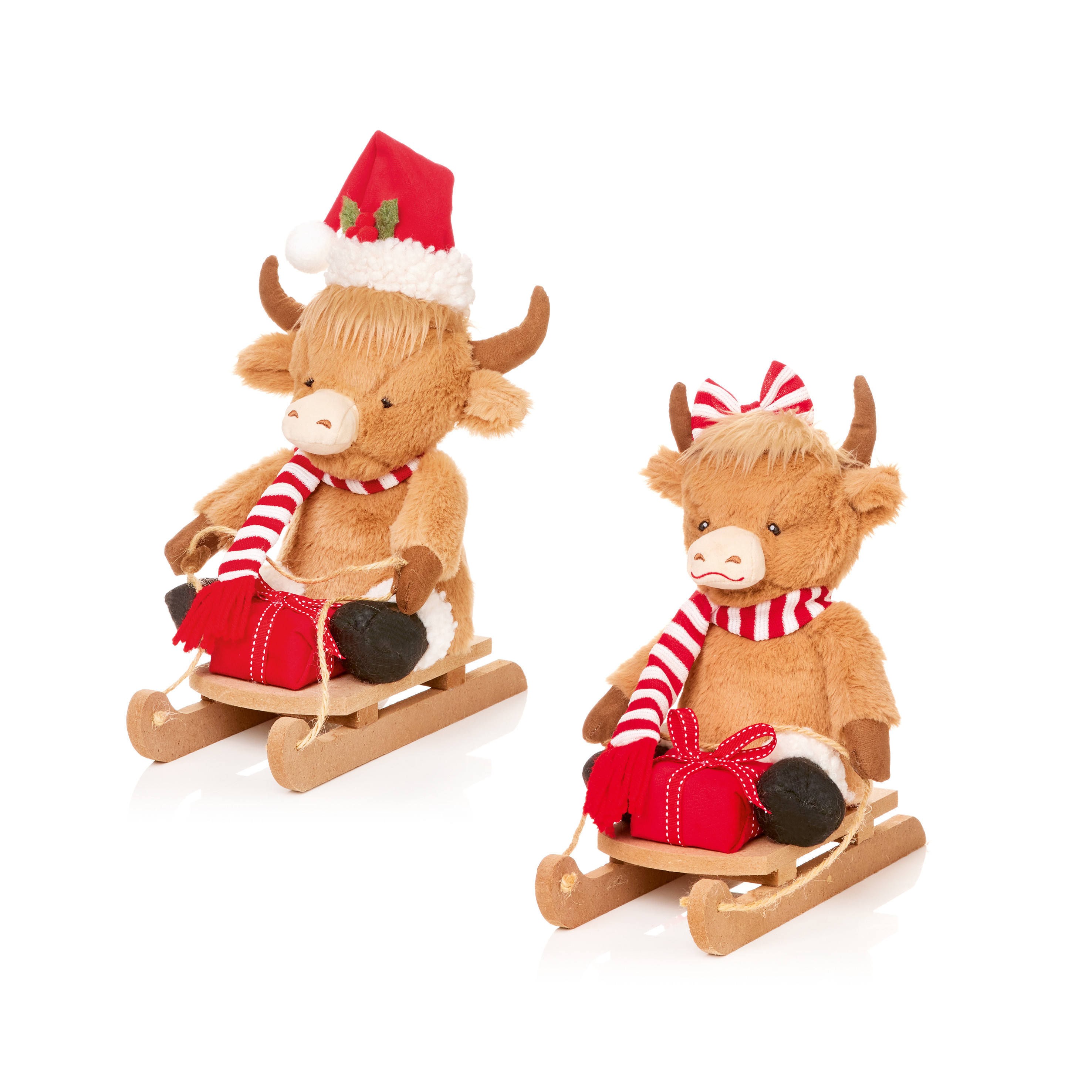 XH4702 Highland Cow On Sled Boy/Girl - Christmas