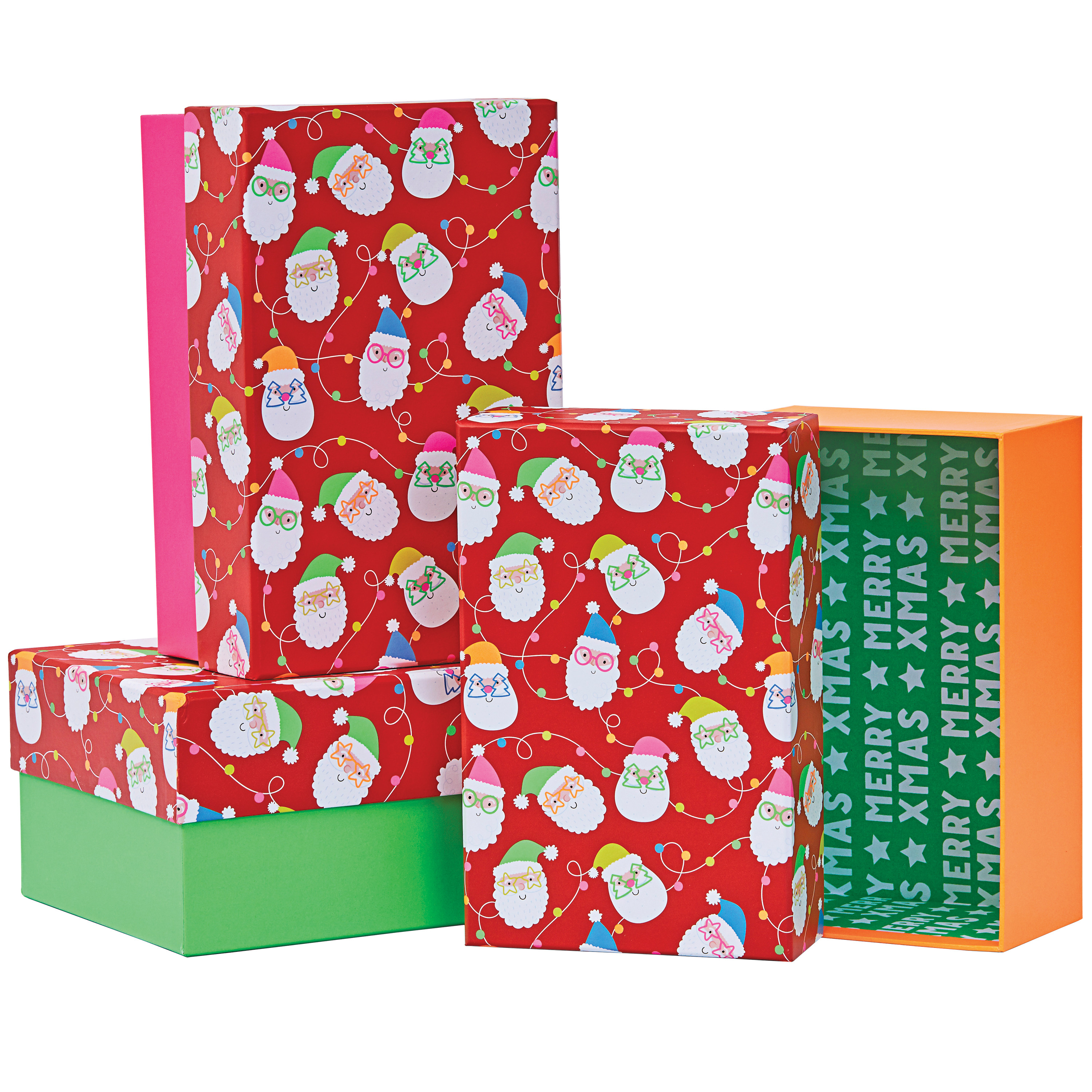 XH1915 Nest 3 Neon Santa Gift Boxes - Gift Bags & Boxes - Gifting ...