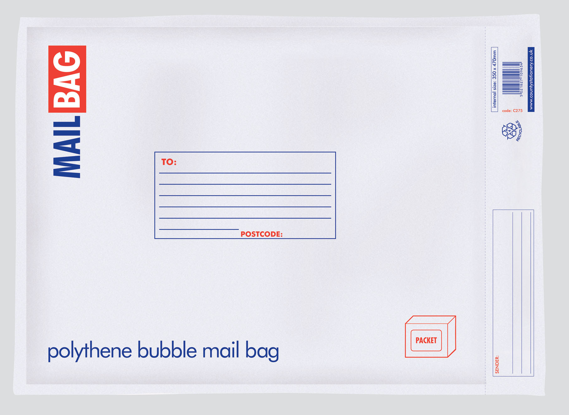 Poly Bubble Mail Bag Extra Large 350x470mm - Mailing Envelopes & Bags ...