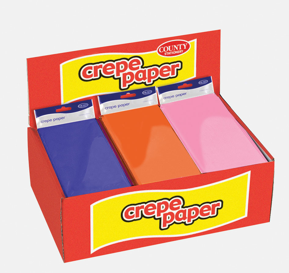 Colour Crepe Paper 50cm x 1.5m Counter Unit Asst - Stationery