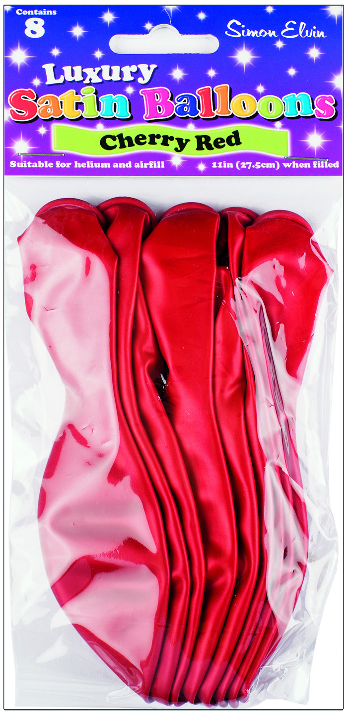 Simon Elvin 11" Luxury Satin Balloons Cherry Red 8's - Valentine ...