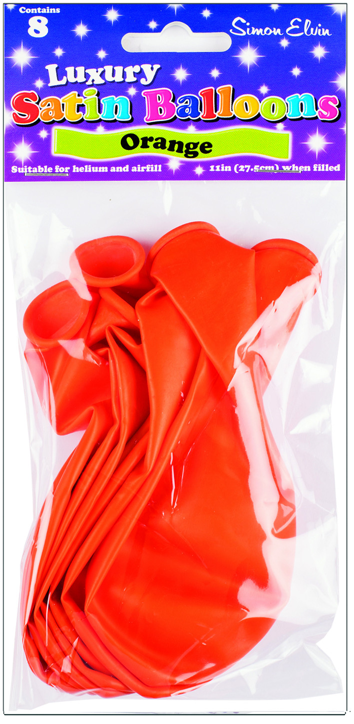 Simon Elvin 11" Luxury Satin Balloons Orange 8's - 2025/26 Club ...