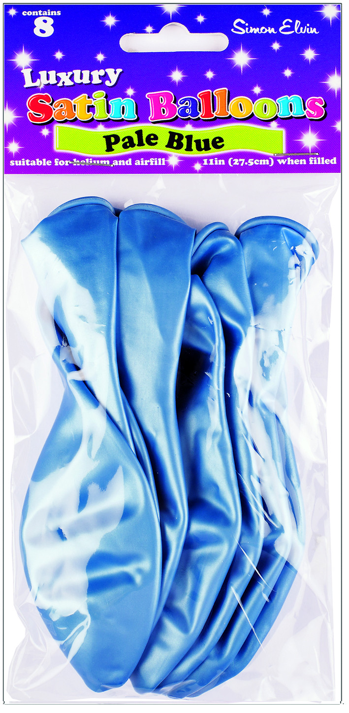 Simon Elvin 11" Luxury Satin Balloons Light Blue 8's - Stationery