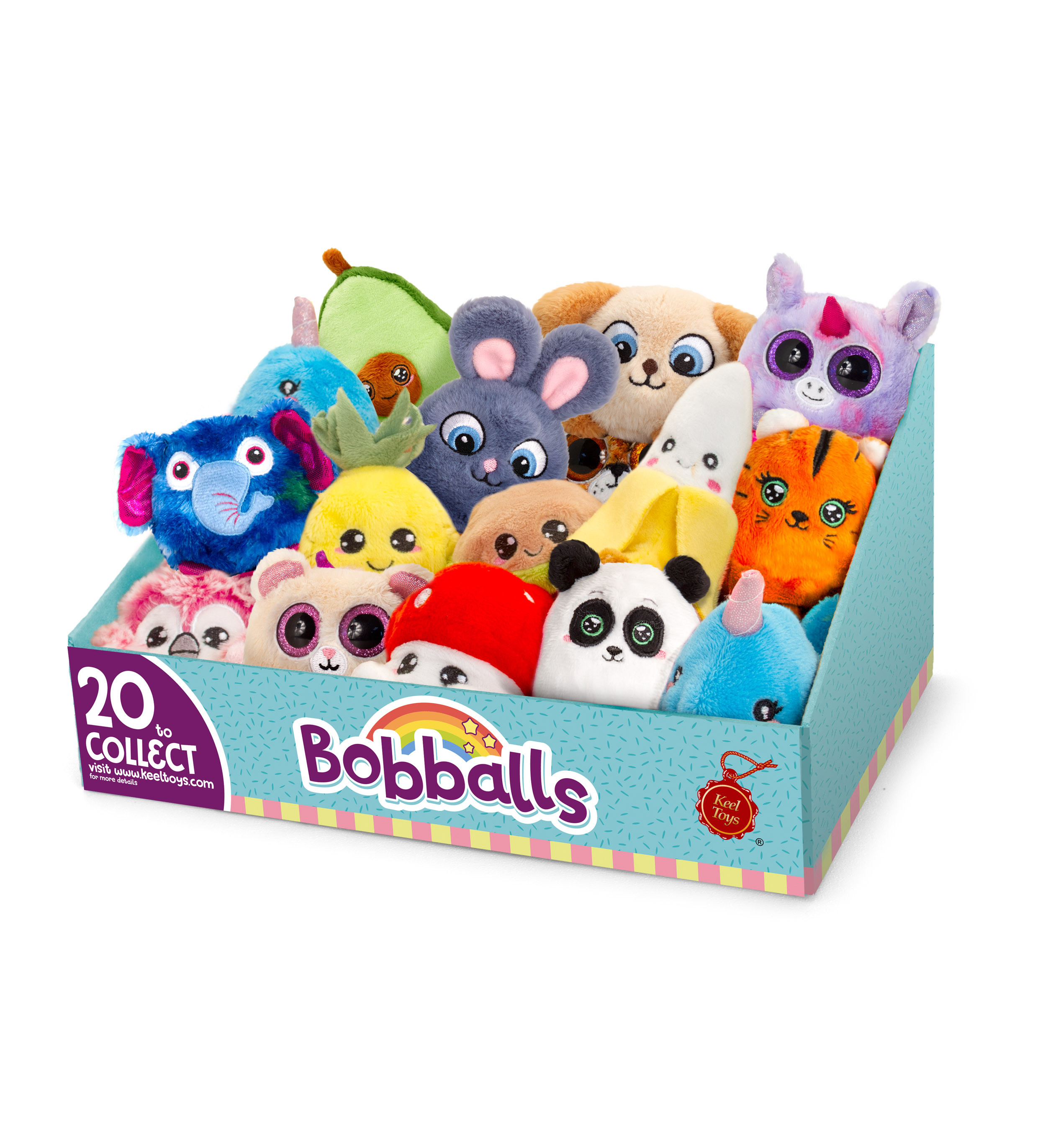 8cm Bobballs 15 Assorted Designs CDU - Plush Soft Toys - Toys & Games