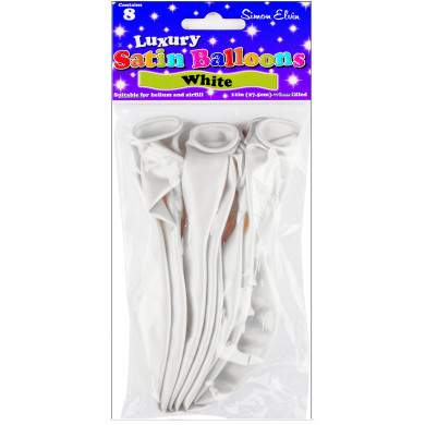 Luxury Satin Balloons White 8's - Latex Balloons - Party