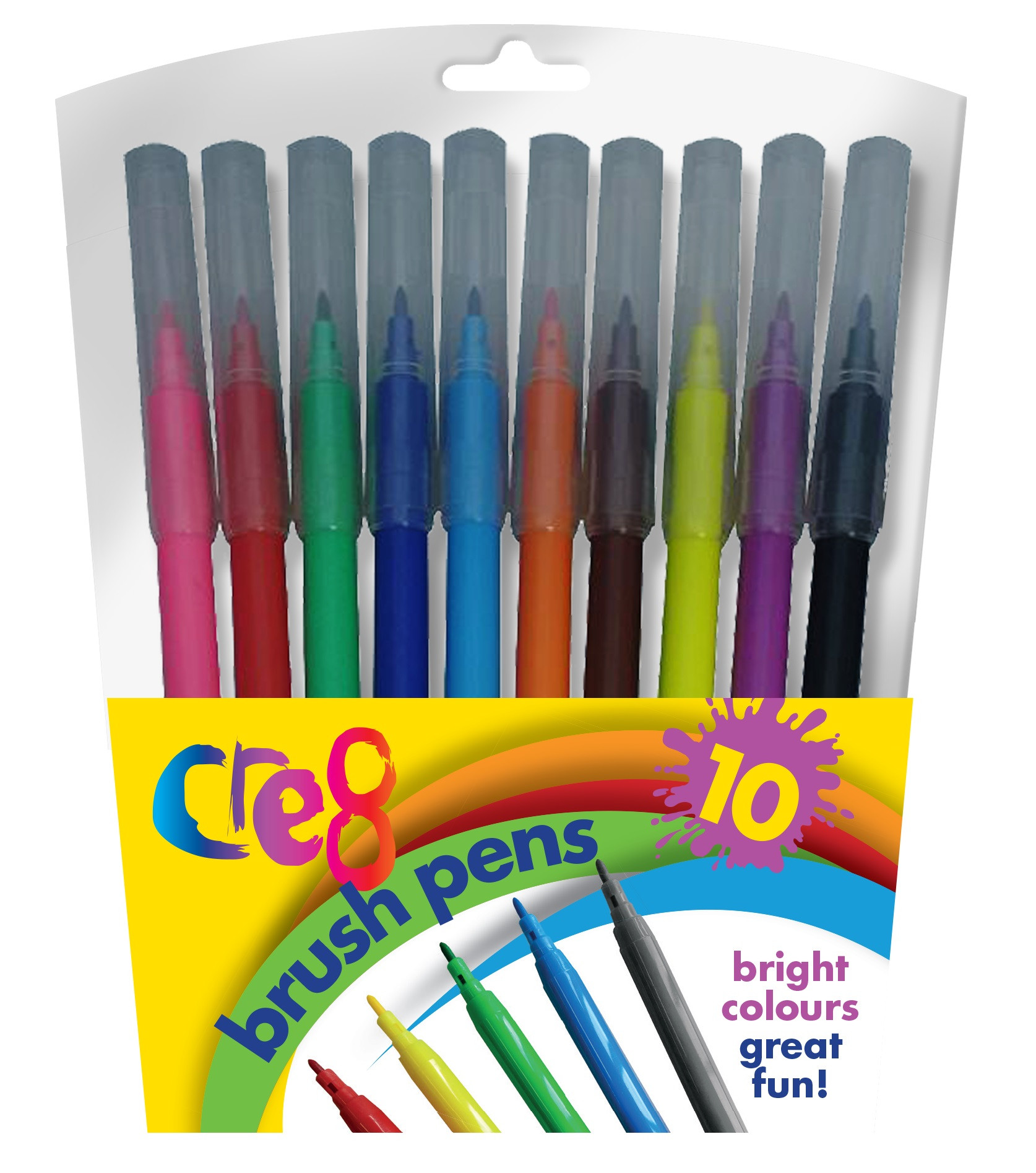 Cre8 Brush Pens 10's - Fibre Pens - Pens, Markers & Pencils - Stationery