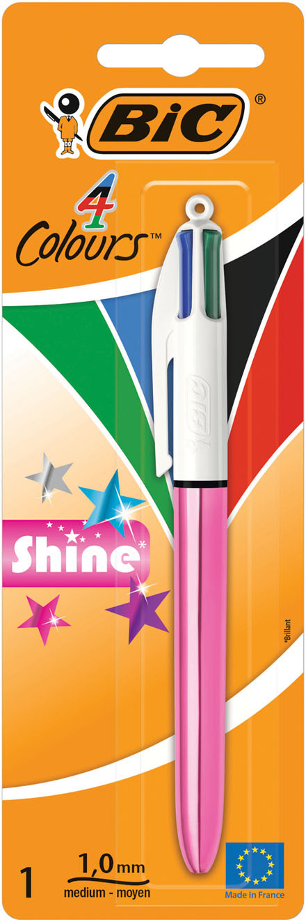 Bic 4-Colour Shine Pen Carded Assorted