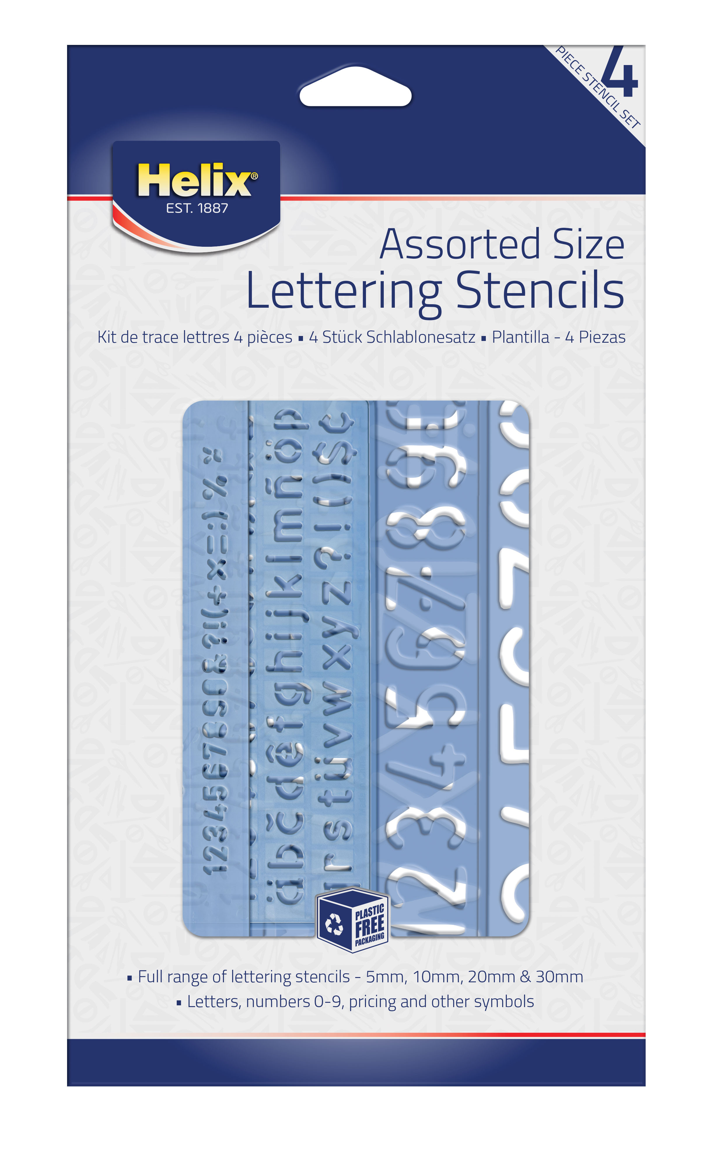 Helix Lettering Stencils 4 Asst Sizes