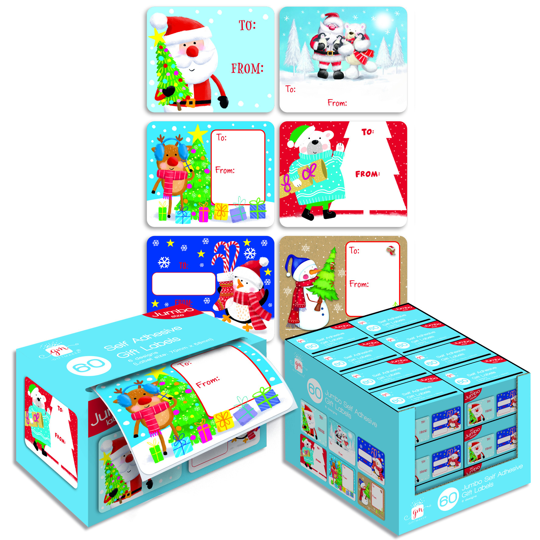 XH1001 Roll 60 Jumbo Self Adhesive Xmas Labels - 2025 Christmas ...